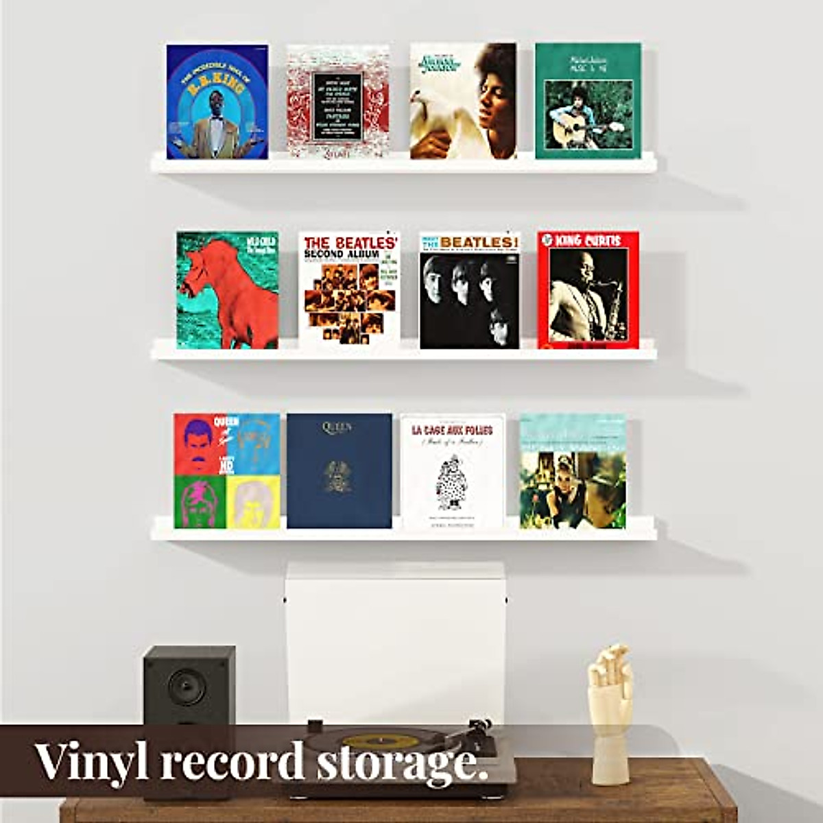 LAPTAIN 36 Inch Floating Shelves Wall Mounted Wall Shelves Set of 3,White Large Picture Ledge Shelf for Bedroom Living Room Bathroom Kitchen Nursery