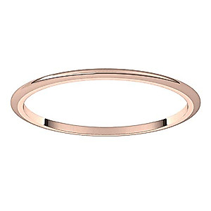 Banvari 14K Rose Gold 1mm Half Round Band Size 5.5| Made in USA