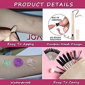 SAUBZEAN Eyeshadow Pencil Makeup, Waterproof Hypoallergenic Long Lasting Crayon, Highlighter Matte Cream Eye Shadow Stick, Glitter Primer Palette Shimmer Eyeliner Pen, Blue Grey