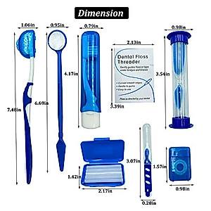 EvaGO Portable Orthodontic Care Kit Orthodontic Toothbrush Kit Travel Oral Care Kit(8pcs/Set)- Blue