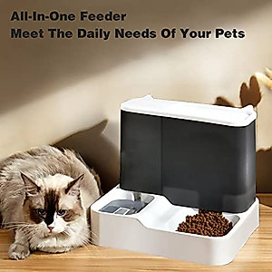 Anhixuse Automatic Cat Feeder,Dog Feeder,Pet Gravity Feeder,2 in 1 Gravity Cat Food and Water Bowl Set,Automatic Water Dispenser and Food Dispenser 2 in 1 for Small and Medium Dogs, Cats,Pets(Grey)