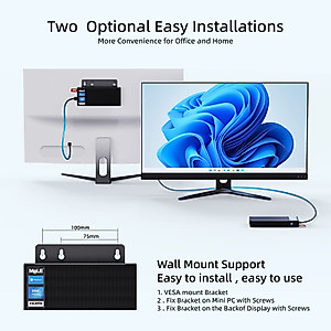 MeLE PCG02 Pro Fanless Mini PC Stick N5105, Small Computer Portable, DDR4, Win 11 Pro, HDMI *2, 4K, Wi-Fi 6, Gigabit Ethernet, BT 5.2, USB 3.2 * 2, Type-C, Support VESA Mount (8G/256G)