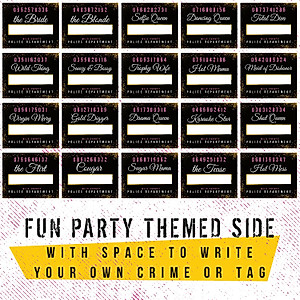 Bachelorette Party Mugshot Signs - Girls Night Out, Birthday, Wedding & Bachelorette Party Supplies Decorations - 21 Reversible Photo Booth Prop Signs - 42 Variations