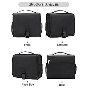 Relavel Hanging Toiletry Bag for Women and Men, Small Travel Bag for Girls Compact Size with Multiple Compartments Waterproof Travel Kit Wash Bag Makeup Storage Organizer Gym Shower Bag Black