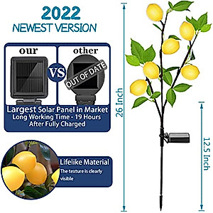 TONULAX Solar Garden Lights - Solar Lemon Tree Lights with Larger Solar Capacity, Solar Decorative Lights Outdoor for Pathway, Patio, Front Yard Decoration, Super Realistic Lemon(2 Pack)
