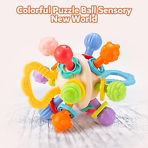 Utoo Sensory Teething Teether Toys for Babies,Teething Toys for Babies 0-6 Months,Teething Toys are Specifically Designed for Infants Aged 6-12 Months,Infant Toys for 0-3-6-12 Months