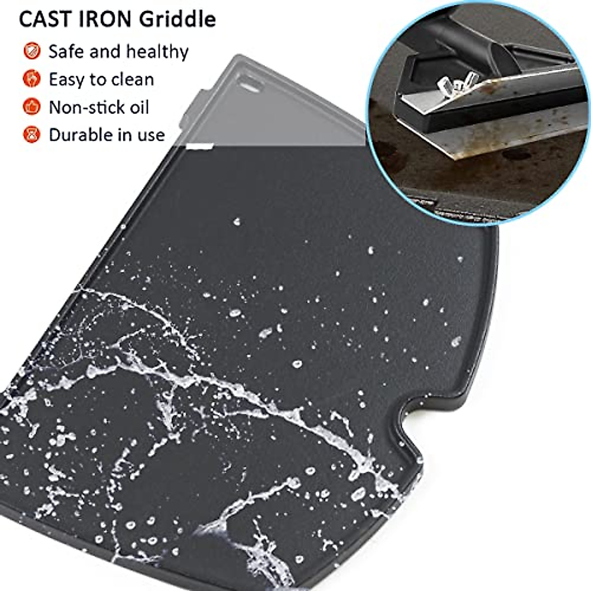 6558 Cast Iron Griddle for Weber Q100 Q120 Q140 Q1000 Q1200 Q1400 Series Gas Grills, 12.6 x 8.6 inch Cooking Plate for weber q1200 liquid propane grill Replacement Parts
