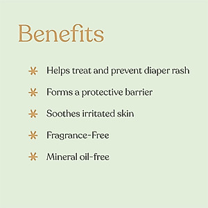 EllaOla Organic Protective Baby Diaper Rash Cream for Sensitive Skin - 14% Zinc Oxide Rash Ointment Cream Soothes Irritation, Protects from Chafing and Inflammation, Fragrance Free | 3 fl. oz.