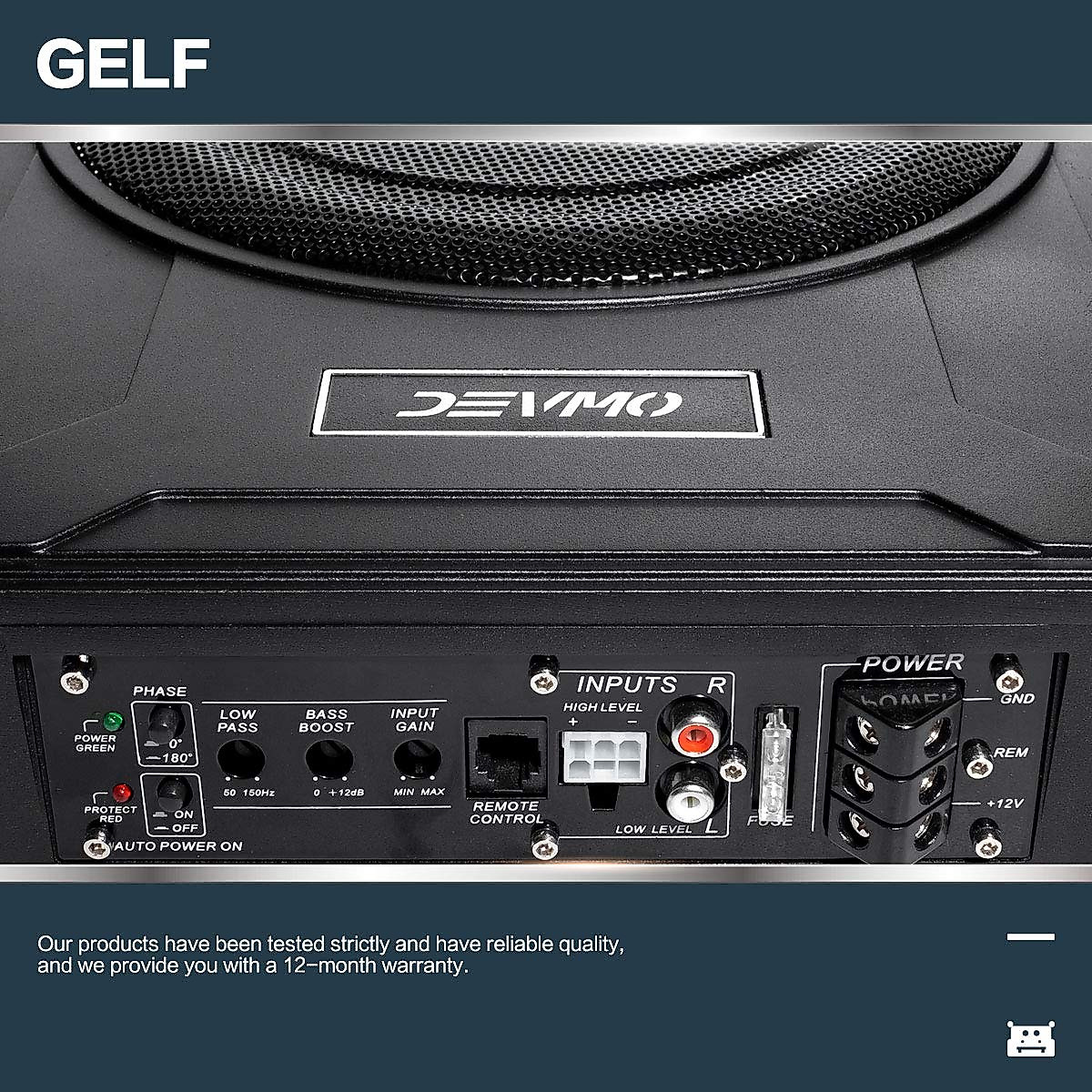 DEVMO GELF 8" Compact Enclosed Powered Enclosed Subwoofer for CAR Under seat