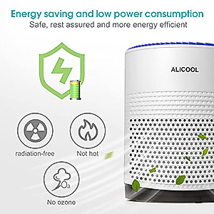 Air Purifiers - ALICOOL True H13 HEPA Air Filter Purifier for 99.97% Dust, Pollen, Mold Spores, Pets Hair, Asthma, Smoke, Sleep Mode and Night Light Air Purifiers for Bedroom Office Living Room