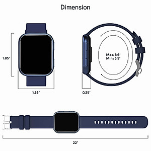 Deeprio Smart Watch for Android Phones iOS 1.75-inch HD Touchscreen 3ATM Waterproof Fitness Tracker Heart Rate Blood Oxygen Sleep Monitor Smartwatch Compatible iPhone Samsung Men Women Blue (SM006)