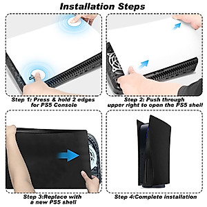 PS5 Black Plates, PS5 Disc Version Cover Plates with Red Sticker, PS5 Side Plates Hard Shockproof ABS Anti-Scratch Dustproof Blcak Cover Replacement PS5 Shell Plates