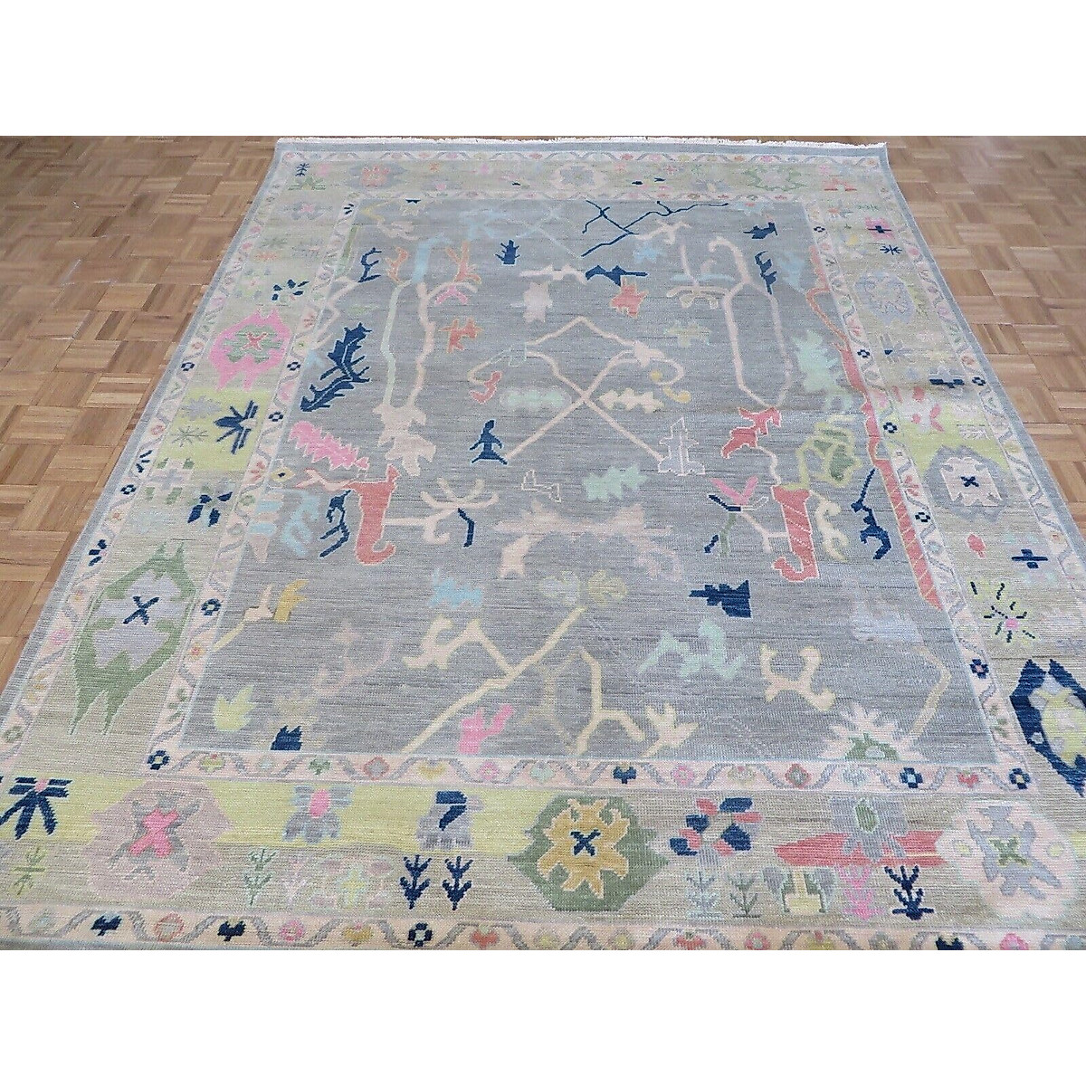 8 x 10 Hand Knotted Gray Turkish Oushak Oriental Rug G14233
