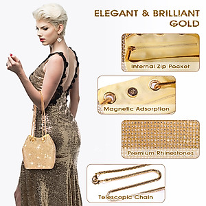 JIAN YA NA Full Rhinestones Bucket Bag for Women Fashion Shoulder Bag Purses Crossbody Bags with Long Chain Evening Bag for Wedding Party