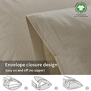 NEXHOME PRO Body Pillow Pillowcase 100% Organic Cotton Pillow Cover, Envelope Closure Linen Feel Textured Natural, Soft and Durable, Premium Cooling Pillow Cases for Bed 1PC (20x54 inch, Linen)