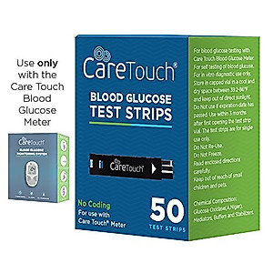 Care Touch Blood Glucose Test Strips for Diabetes I For Use with Care Touch Blood Sugar Monitor - 1 Box of 50 Diabetic Test Strips, 50 Count (Pack of 1)