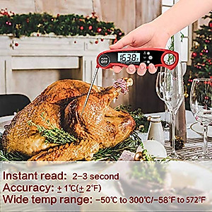 KANGYA In Oven Digital Meat Thermometer,Updated Dual Probe Instant Read Oven Safe with Alarm Function Big Back-light Screen Magnetic Portable for Food Meat Kitchen Outdoor BBQ Cooking Grill Smoker,Red