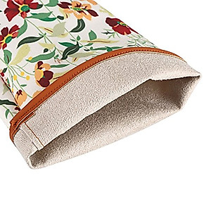 Ruibo Leather Rose Gardening Gloves/Thorn Proof Pruning Gloves With Puncture Resistant Long Sleeve Polyester Print Cuff/For Blackberry Plants Rose Bush Women