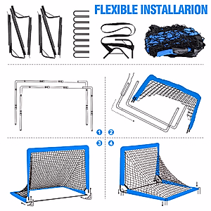 Kids Soccer Goal for Backyard Set - 2 Set 4X3 ft Toddler Soccer Nets Training Equipment, Soccer Ball, Pop Up Portable Soccer Set for Kids and Youth Games and Training Goals