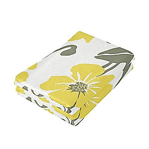 Trendy Novelty Design Yellow Flowers Pattern Printed Hand Towel for Bathroom Set of 2 Absorbent Cotton Face Towel Multipurpose for Hotel Gym Guest Spa Yoga Home Decorative,28x14in