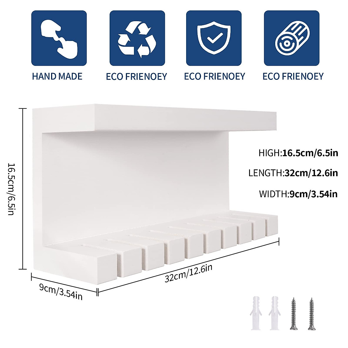 Yamahiko Belt Storage Organizer for Closet, Belt Hanger Wall Mounts with Double Shelving Platform, Universal Belt Rack Holder for Closet, Wall Closet Organizer Belt Hanger Rack for Men Women, White