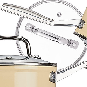 1.5 QT Enamel Black Sauce Pan with Lid, MSMK Designed Enamel Exterior Coating Withstand High Temperature And Fade Resistance, Pfoa Fre, Burnt Also Non Stick, Oven Safe, Dishwasher Safe