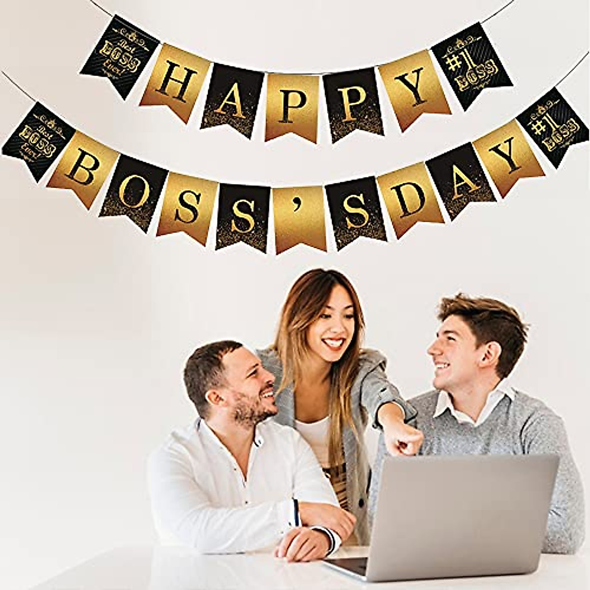Happy Boss’s Day Banner Party Decorations Supplies - International Boss Day Hanging Banner Number 1 Boss Decoration Banner Best Boss Ever Party Decor
