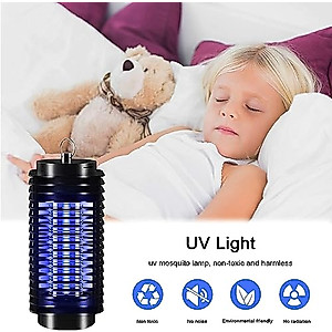 Bug Zapper, Electric Mosquito & Fly Zappers/Killer - Insect Attractant Trap Powerful Bug Zapper Light, Hangable Mosquito Lamp for Home, Indoor, Outdoor, Patio (Black)