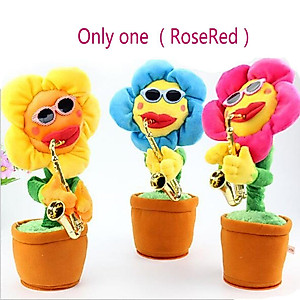 Musical Singing Dancing Repeating Talking Sunflower Soft Plush Funny Creative Saxophone Kids Toy(Yellow)