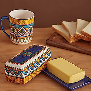 Bico Havana Ceramic Butter Dish with Lid, Butter Keeper for Counter, Kitchen, Dishwasher Safe