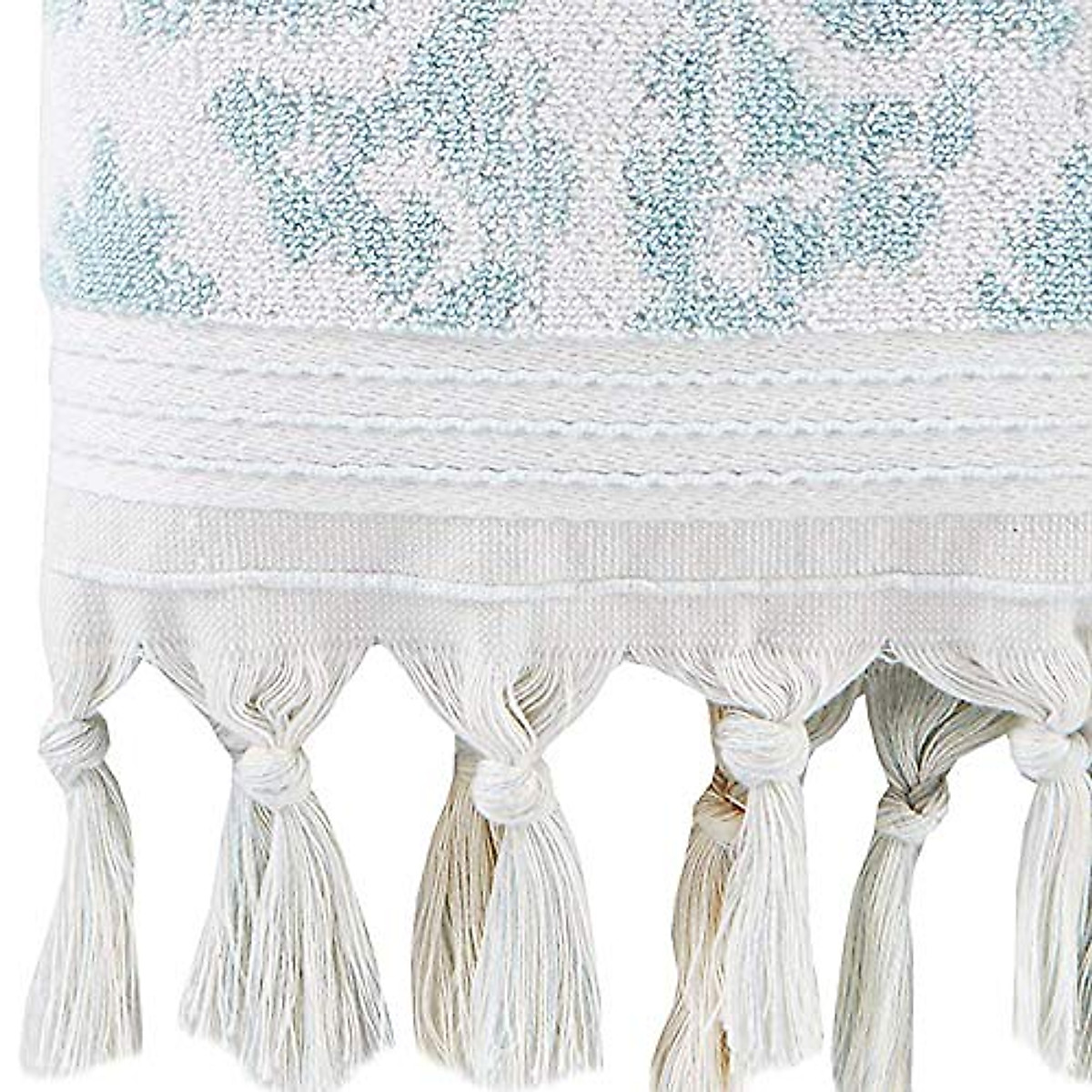 SKL Home Mirage Fringe 100% Turkish Cotton Hand Towel Set, Aqua