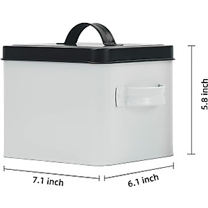 LF LIKEFAIR Kitchen Canisters for Countertop Set of 2 with Customizable Chalkboard Labels & Marker Pen - Iron Kitchen Canisters with Lids - Canisters Sets for the Kitchen - White Kitchen Canister Set
