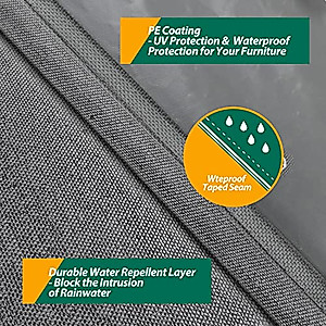 Patio Watcher Patio Furniture Covers Durable Water Resistant Outdoor Rectangle & Chair Sofa Set Cover with Secure Buckle Straps-Grey-L-108 L x 82" D x 23" H