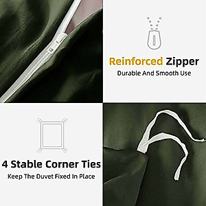 ETDIFFE California King Duvet Cover, 3pc Soft Farmhouse Cal King Size Bedding Comforter Cover Set, 1 Lightweight Cali King Microfiber Duvet Cover and 2 Pillowcases for Women Men, Dark Olive Green