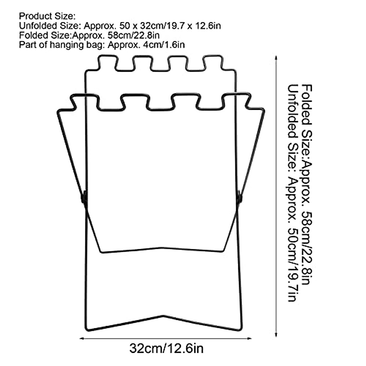 Jiawu Trash Bag Holder, Portable Iron Wire Trash Rack, Holds 13 Gallon Bags, Plastic Bag Frame Shelf, Foldable Garden Leaves Bag Stand, Trash Bag Bracket for Camping, Picnic BBQ and Parties