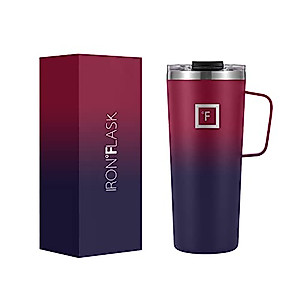 IRON °FLASK Grip Coffee Mug - 24 Oz, Leak Proof, Vacuum Insulated Stainless Steel Bottle, Double Walled, Thermo Travel, Hot Cold, Water Metal Canteen
