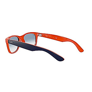 Ray-Ban RB2132 New Wayfarer Square Sunglasses, Blue On Orange/Clear Gradient Blue, 52 mm
