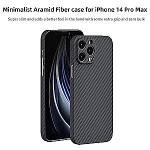 Sisyphy Aramid Fiber Case for iPhone 14 Pro Max with Carbon Fiber Texture, Super Slim Light Protective Cover Skin, Soft Touch Sturdy Durable Case, Snap-on Back Cover Wireless Charging Friendly
