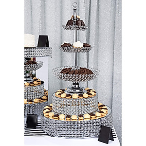 Simply Elegant 3-Tier Crystal Tower Cup Cake Display Stand for Small Treats, Cupcakes, Cookies, Candy, Metal and Sturdy Base, 26" (Silver)