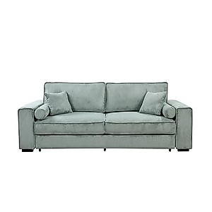 ZIGHTH 91-Inch Corduroy Queen Size Sleeper Sofa Bed with Storage, Convertible Sleeper Couch with Pull Out Bed and 4 Pillows, Hide a Bed Couches for Bedroom, Living Room, Small Places (Gray Green)