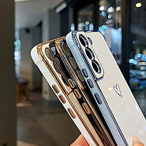 ZTOFERA Designed for Samsung Galaxy S21 Plus 5G Case,Cute Plating Edge Love Hearts Pattern with Camera Lens Protection Phone Cover for Girls Women,White