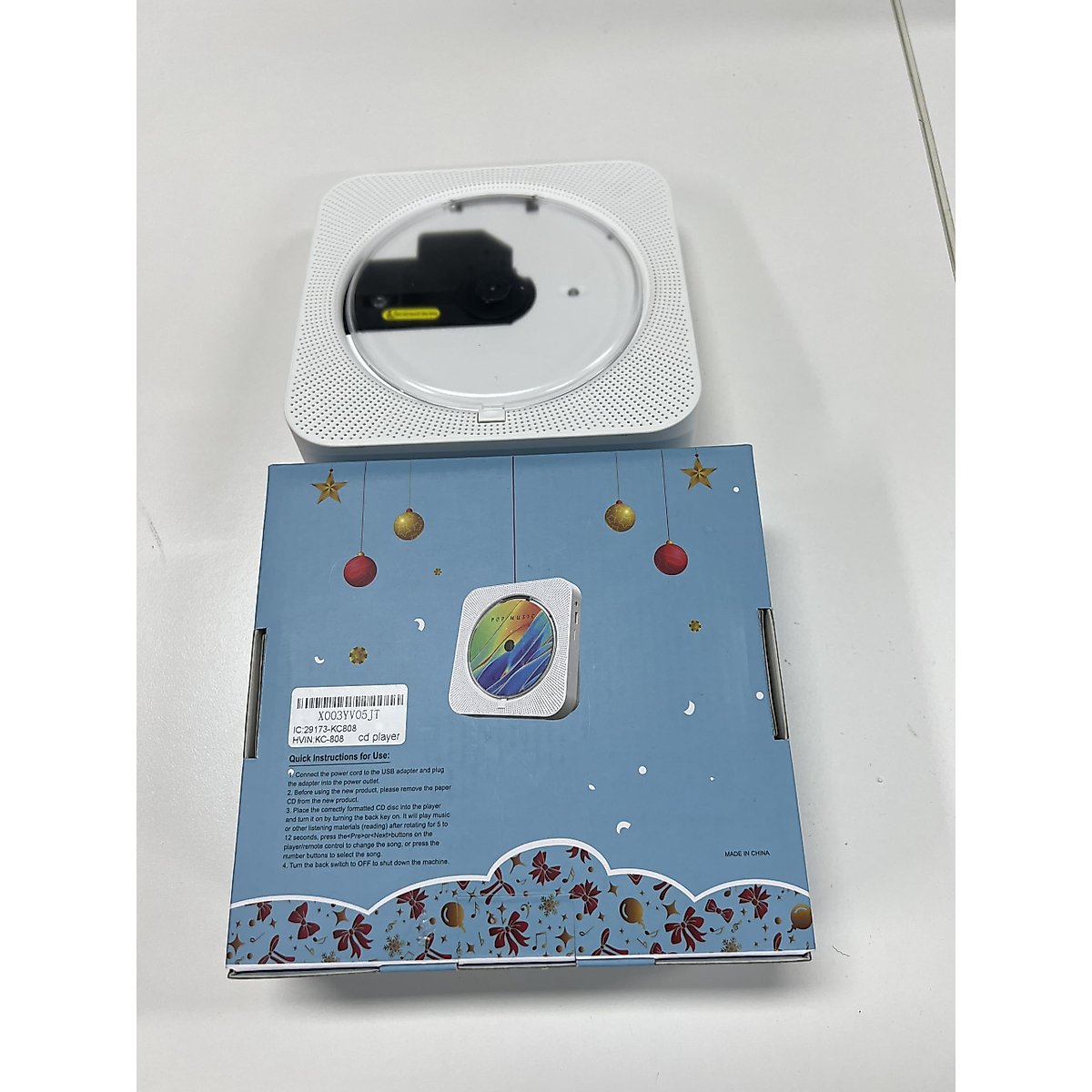 AONCO Portable Desktop CD Player with Speakers, Home Bluetooth CD Player, Remote Control, LED Displays, Support CD/Bluetooth 5.1/FM/U Disk/AUX/Sleep Timer/Repeat