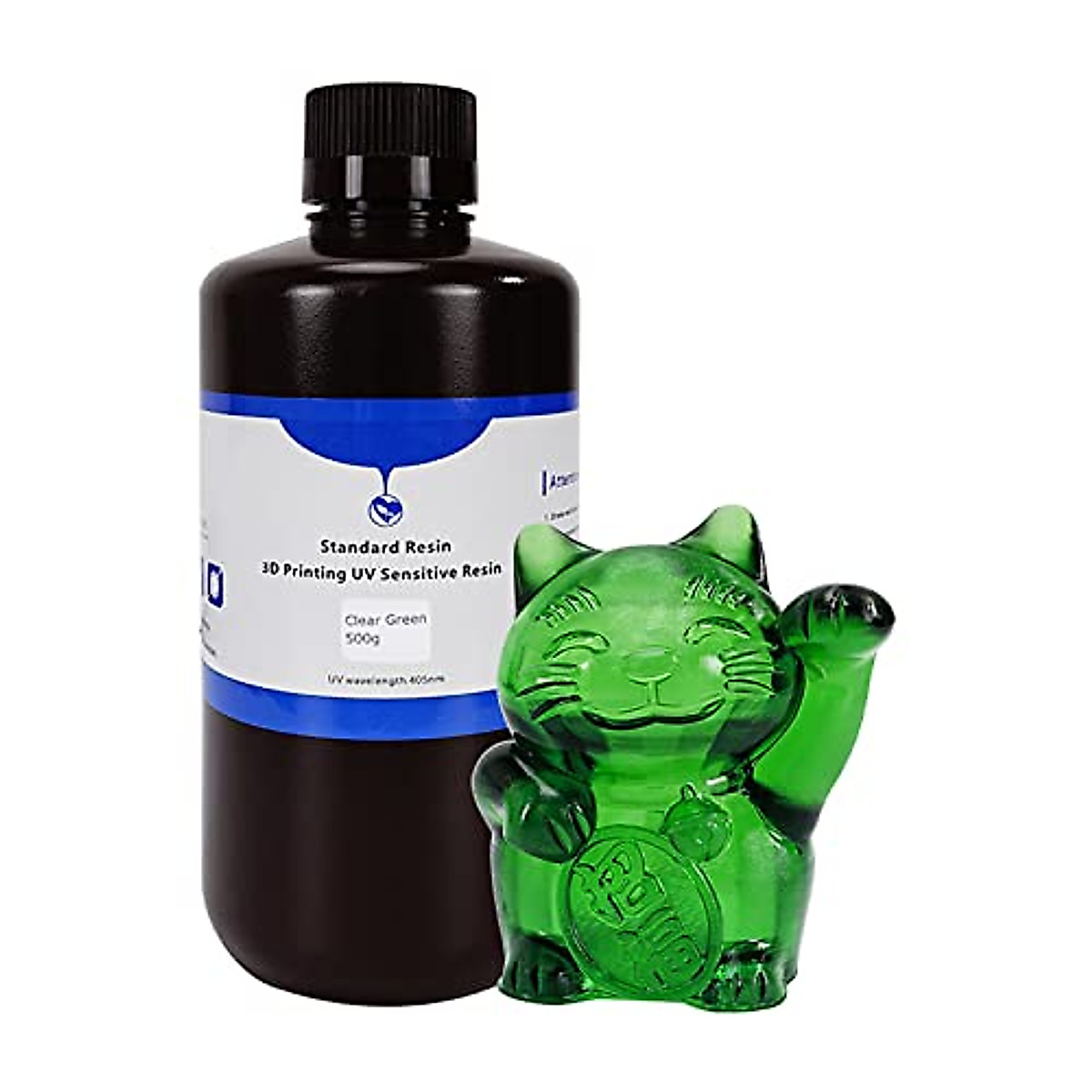 Photopolymer Resin, 3D Printer Resin High Toughness 405nm Wavelengh Quick Curing Better Effect 500g LCD DLP for Model(Clear Green)