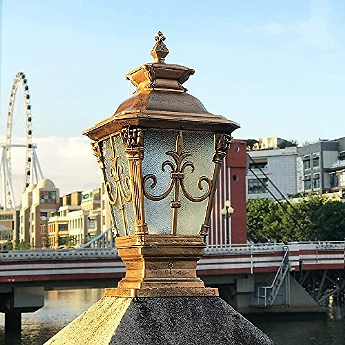 WANGYONGXIANG E27 Outdoor Post Lights,Solar Fence Doorpost Lamp, Outdoor Waterproof Courtyard Wall Courtyard Pillar Villa Gate Lamp,Aluminum Pillar Door Garden Park Home Decorative Lighting Post Light