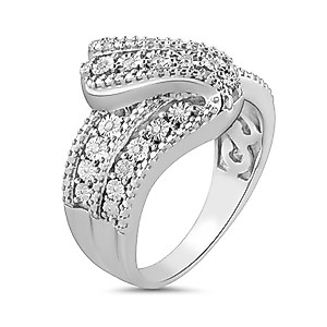 Amazon Essentials Sterling Silver Diamond 3 Row Twist Fashion Band Ring (1/10 cttw), Size 8, (previously Amazon Collection)