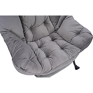 YOPTO Single Steel Frame Leisure Sofa Chair with Armrests and A Side Pocket,Modern Cotton Fabric Lazy-Chair,Accent Contemporary Lounge Chair for Living Room Bedroom,Light Gray