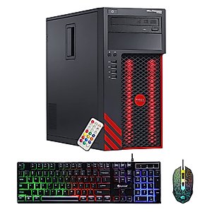 Dell RGB Lights PC Precision Tower Computer | Intel i7 Quad-Core Processor | 16GB DDR3 RAM 512 GB Solid State Storage (SSD) | Windows 10 Pro Wi-Fi | Keyboard Mouse (Renewed)
