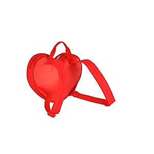 LeSportsac Red Patent Heart Backpack, Style 3863/Color E621, Vibrant Red Patent/Iridescent Heart Shaped Backpack/Top Handle, Adorable Unique Backpack, Modern Red Zipper, Specialty Coated Patent