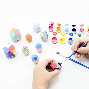 MERRYHEART 16PCS DIY Wooden Balancing Stones, Wooden Building Blocks with Pigment Stacking Game, Rock Blocks Educational Puzzle Toy