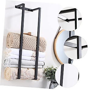 Unomor Towel Roll Storage Rack Hanger Stand Wall Mounted Shelves Wall Mount Towel Hanger Organizer Towel Mounted Towel Shelf for Bathroom Blanket Ladder Towels 304 Stainless Steel Black